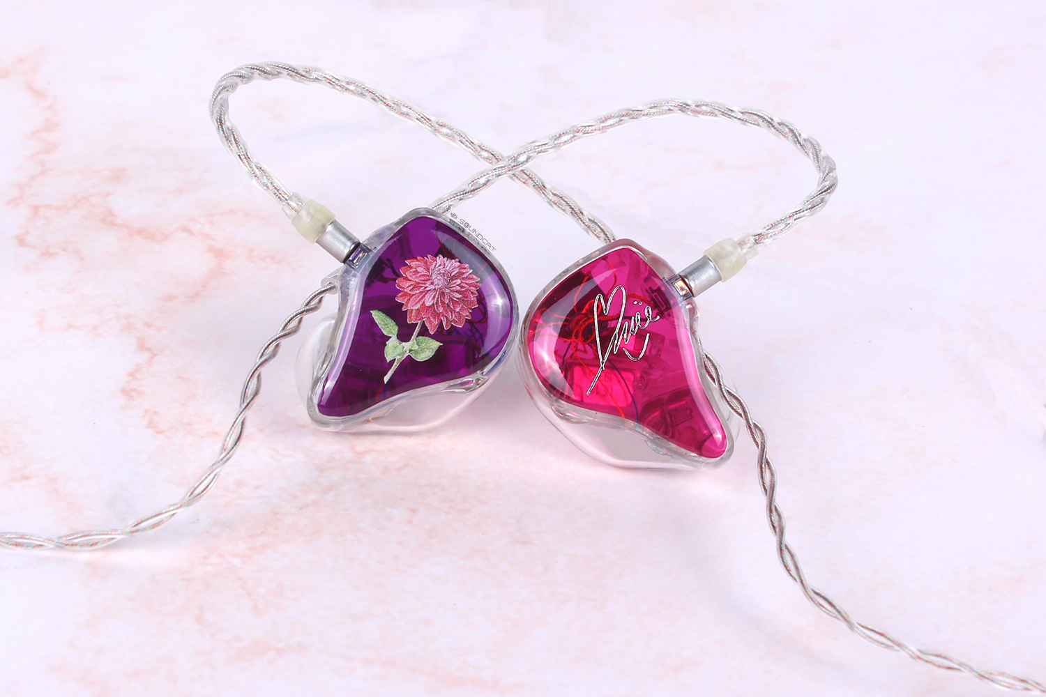 보라색플레이트위 달리아꽃과